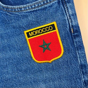 Morocco Flag Shield Patch – Embroidered Badge – Marrakesh Souvenir Gift ...