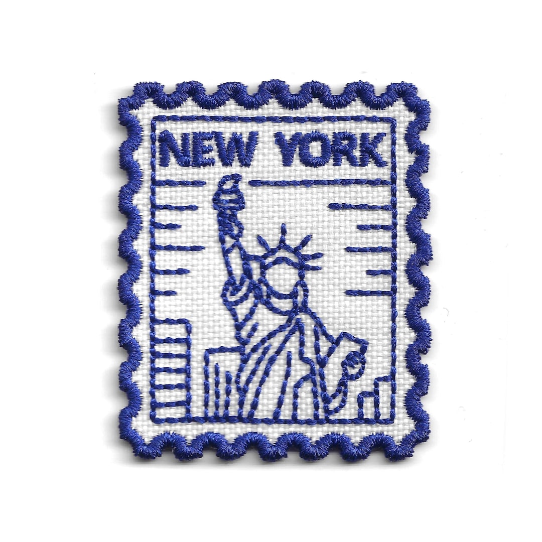 New York Stamp Patch – Embroidered City Travel Souvenir – Retro Postage ...
