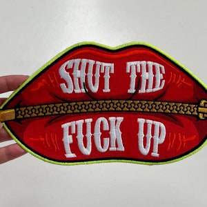 Shut the F*ck up Shhh Lips Kiss Female Hand Middle Finger Gesture Mouth ...