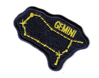 Embroidered Gemini Zodiac Sign Iron on Patch, Astological Gemini Patch ...