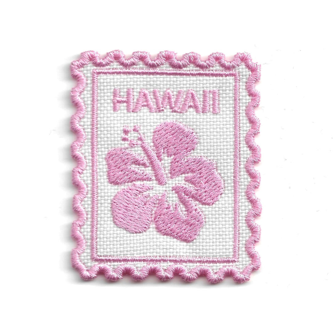 Hawaii Stamp Patch – Embroidered Island Travel Souvenir – Retro Postage ...