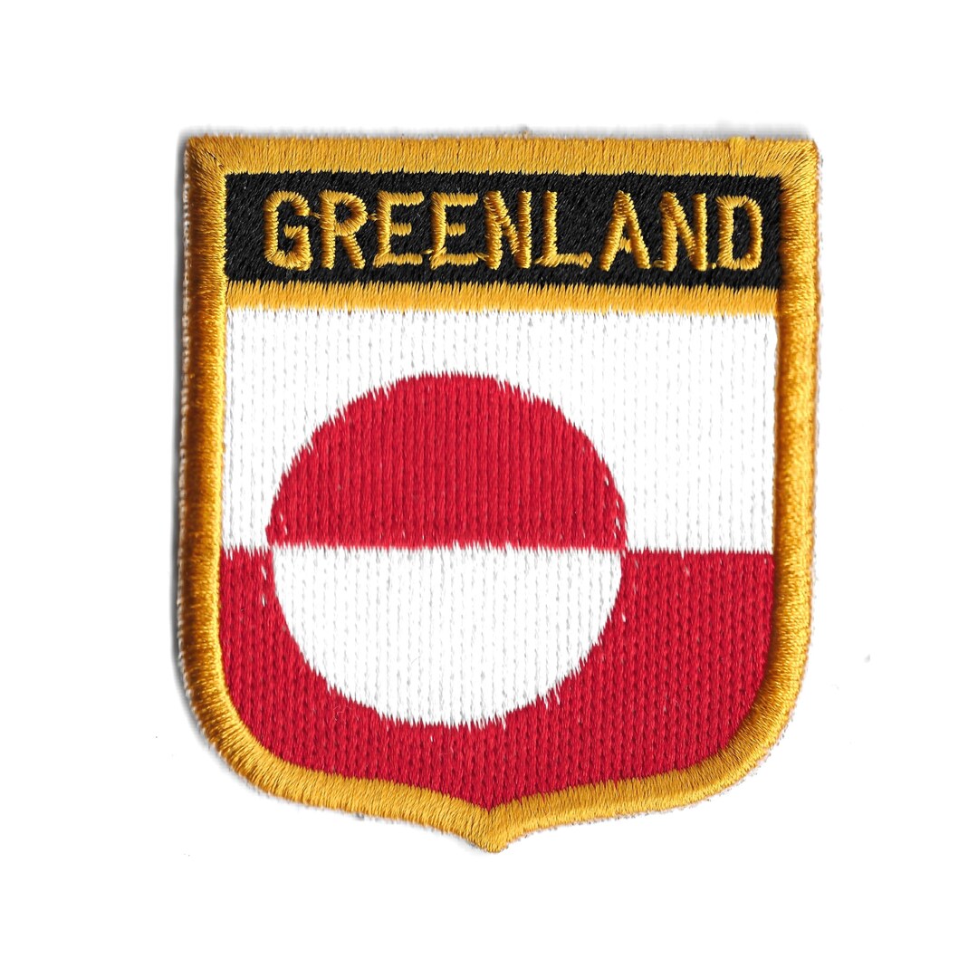 Greenland Flag Shield Patch – Embroidered Badge – Travel Souvenir Gift – National Emblem / Iron ...