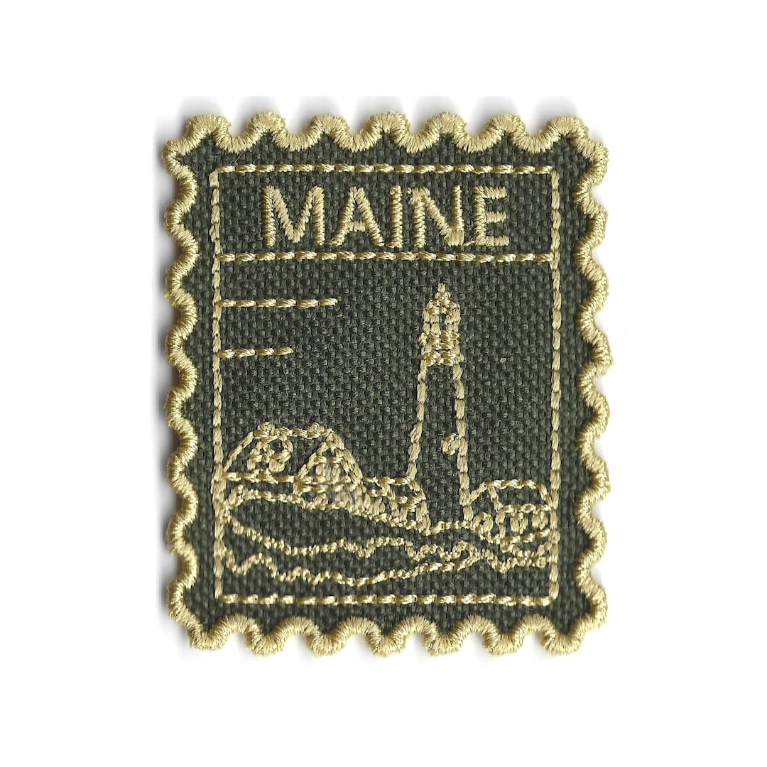 Maine Stamp Patch – Embroidered Travel Souvenir – Retro Postage Iron-on ...