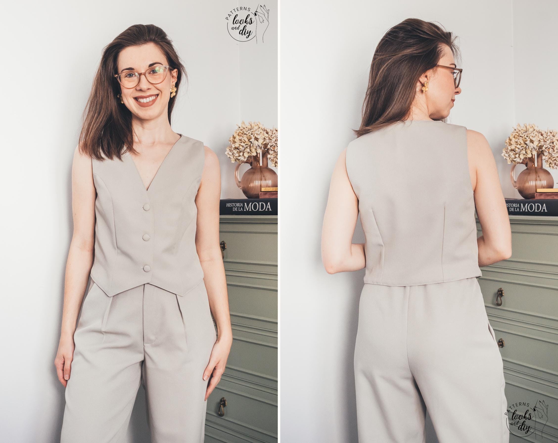 Waistcoat Sewing Pattern. Easy DIY Buttoned Vest Pattern PDF. Semi ...