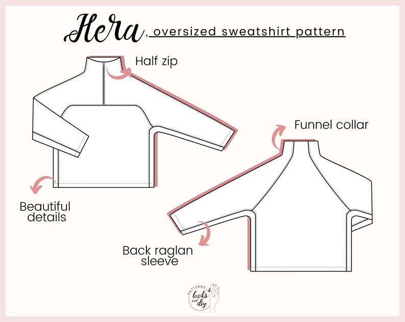 Sweatshirt Pattern Oversized Sweatshirt Sewing Pattern - Etsy