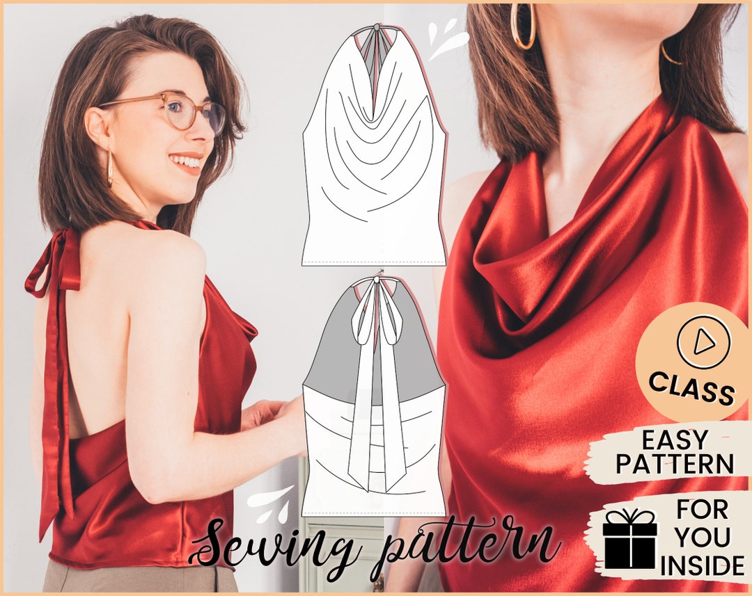 Halter Top Pattern Sew the Satin Top of the Summer With This - Etsy