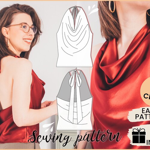 Halter Top Pattern Sew the Satin Top of the Summer With This - Etsy