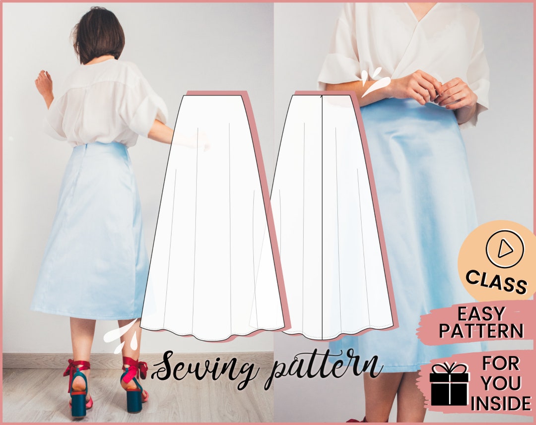 A Line Skirt Pattern Learn How to Sew a Midi Skirt Pattern - Etsy