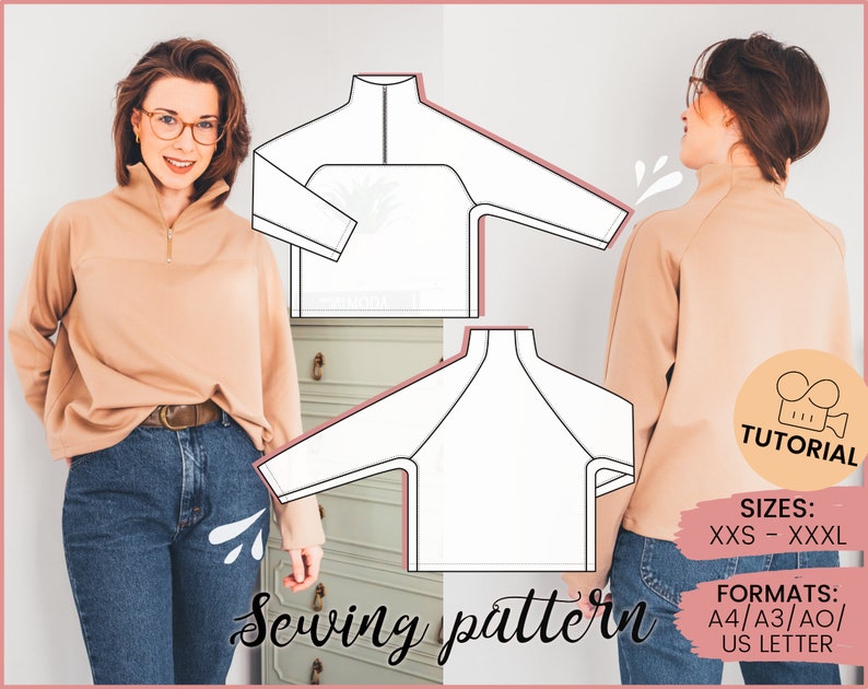 Sweatshirt Pattern Oversized Sweatshirt Sewing Pattern - Etsy