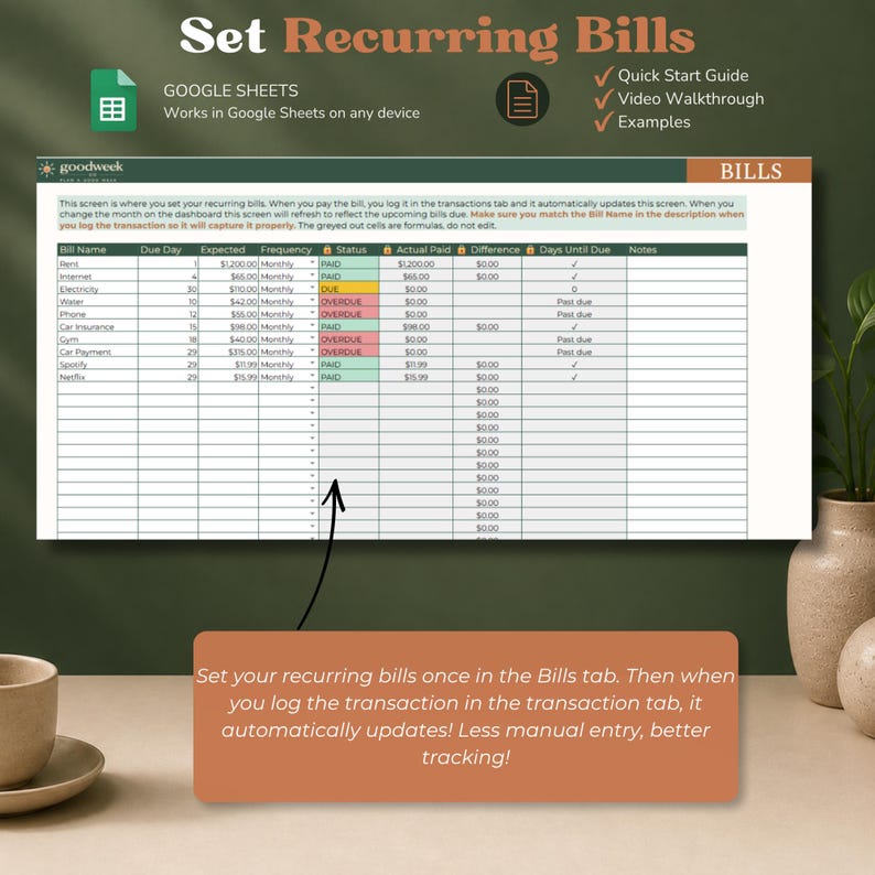Simple Monthly Expense Tracker Spreadsheet | Monthly Budget Tracker ...