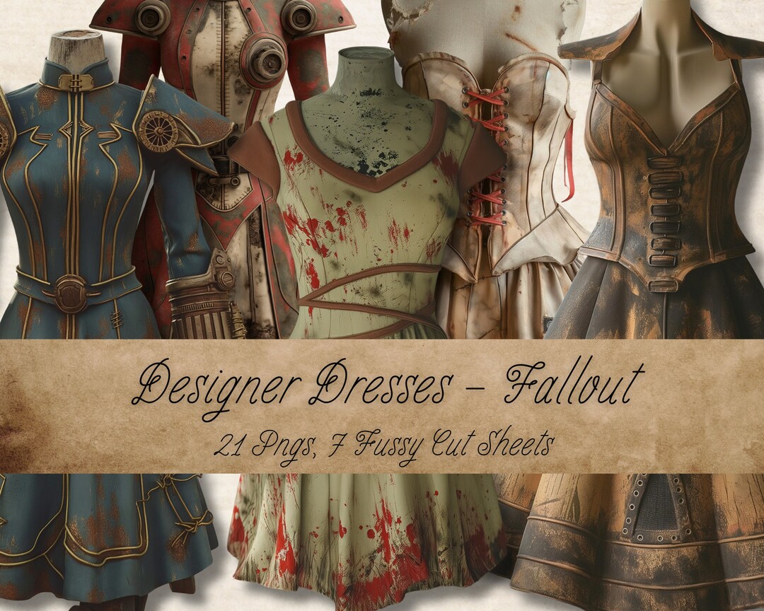 Designer Dresses - Inspired by Fallout - 21 Pngs & 7 Printable Sheets ...