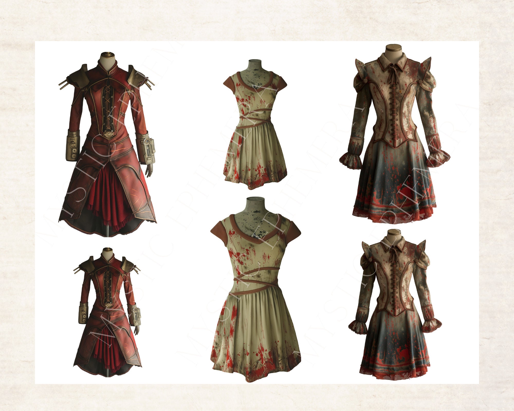 Designer Dresses Inspired by Fallout 21 Pngs & 7 Printable Sheets, CU ...