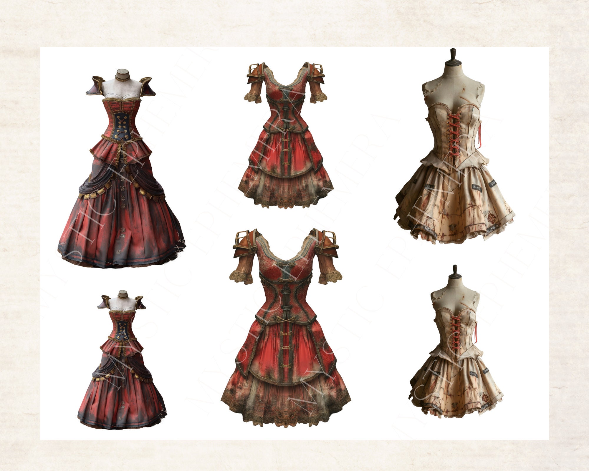 Designer Dresses Inspired by Fallout 21 Pngs & 7 Printable Sheets, CU ...