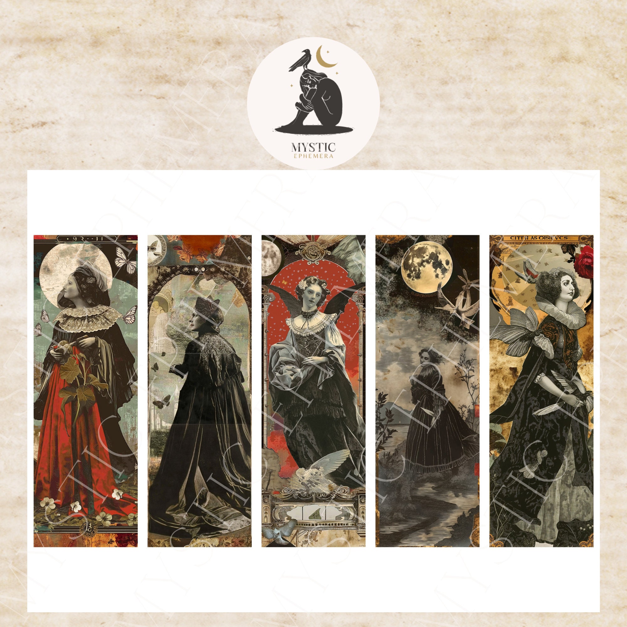 Gothic Collage Bookmarks, Printable Bookmarks - Etsy