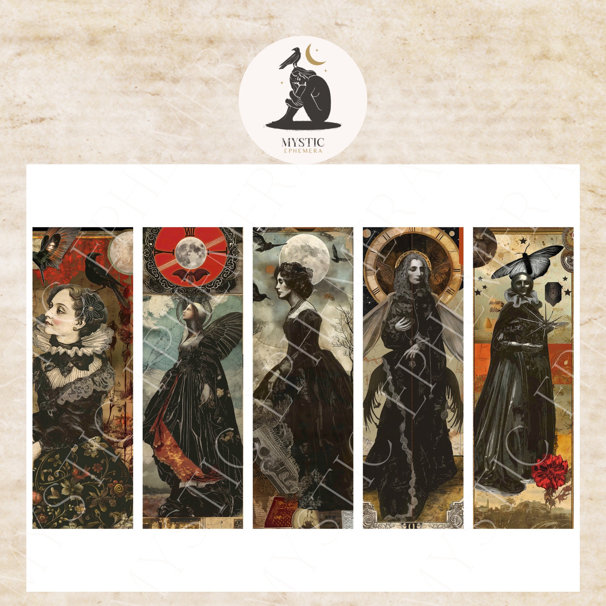 Gothic Collage Bookmarks, Printable Bookmarks - Etsy