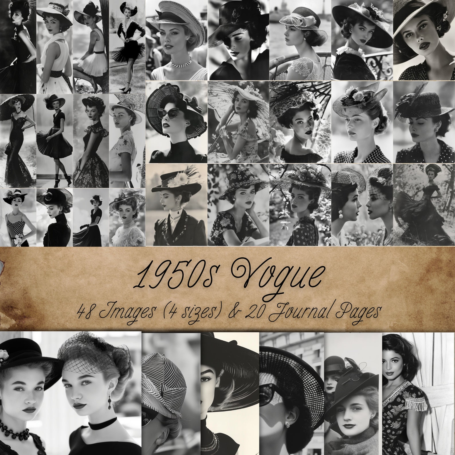 1950s Vogue - 48 Images, 9 Printable Sheets, & 20 Journal Pages ...