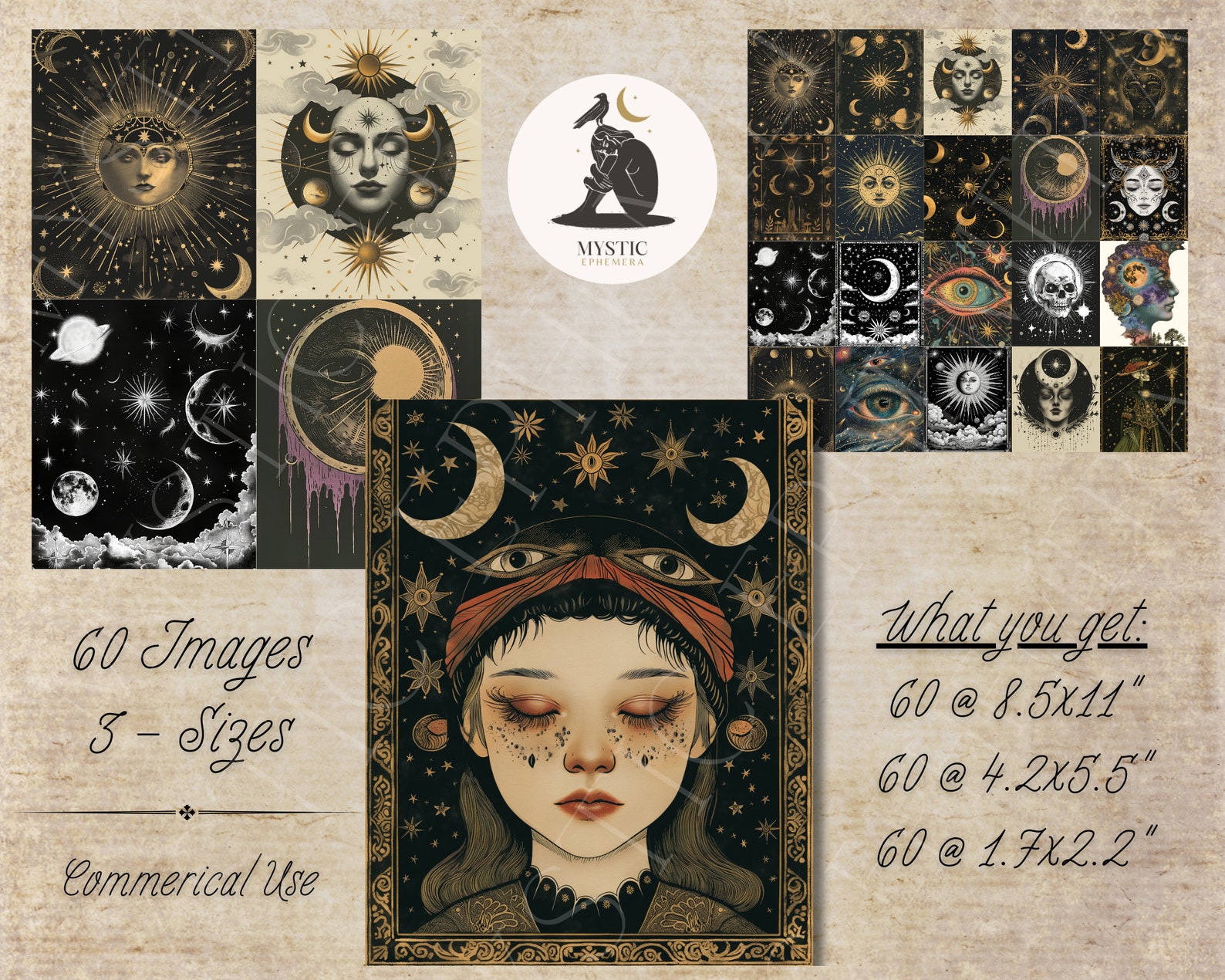 90s Celestial Occult - 60 Images (3 Sizes) Collage // Scrapbook Images ...