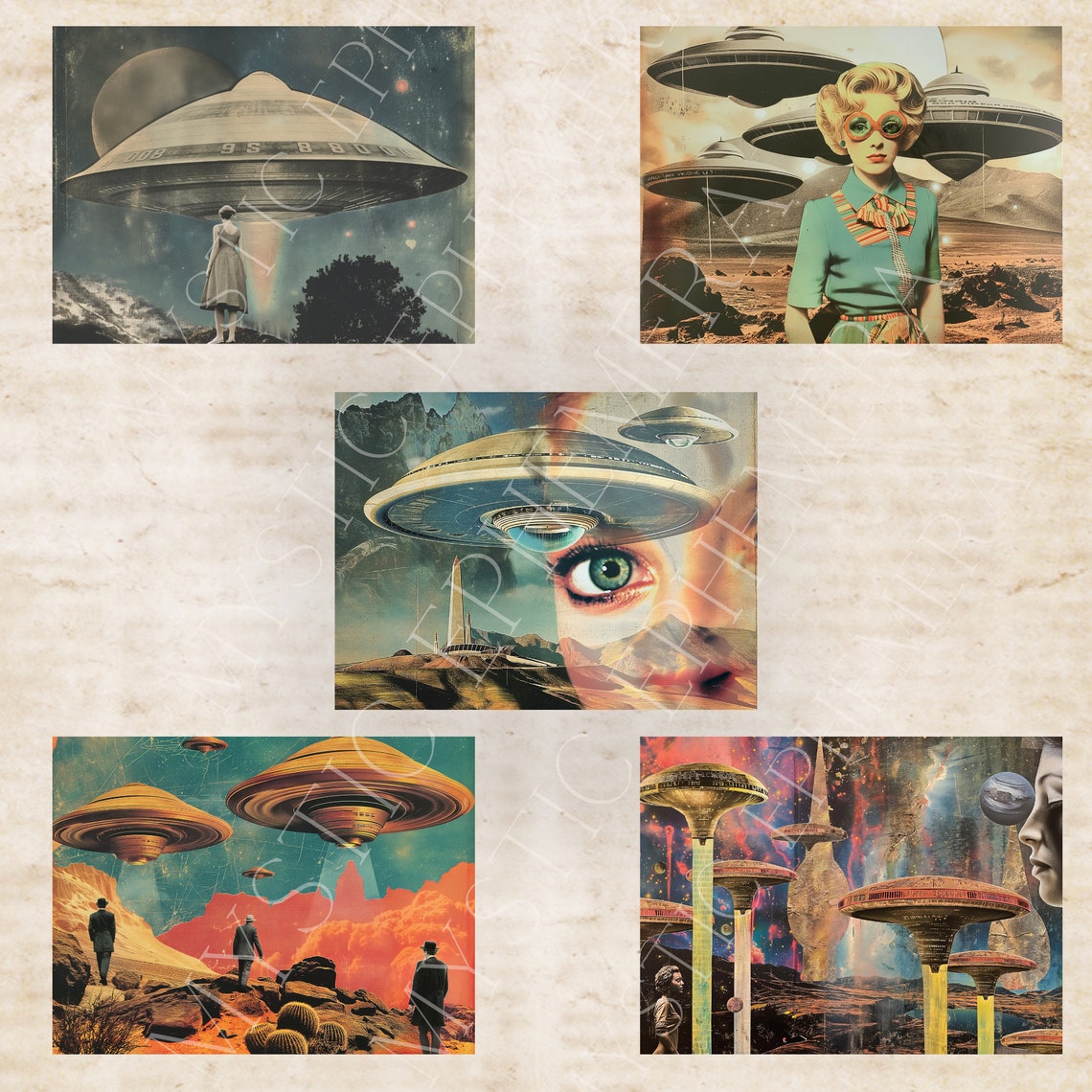 UFO Collage - 48 Images, 9 Printable Sheets, & 20 Journal Pages - Etsy