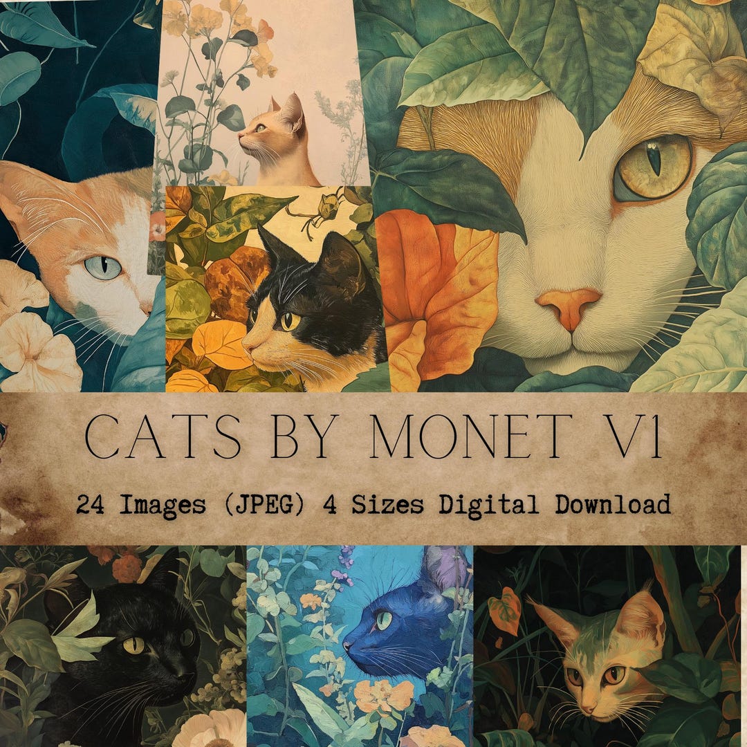 Cats by Monet Volume 1 - 24 Images (4 Sizes) // Scrapbook Images ...