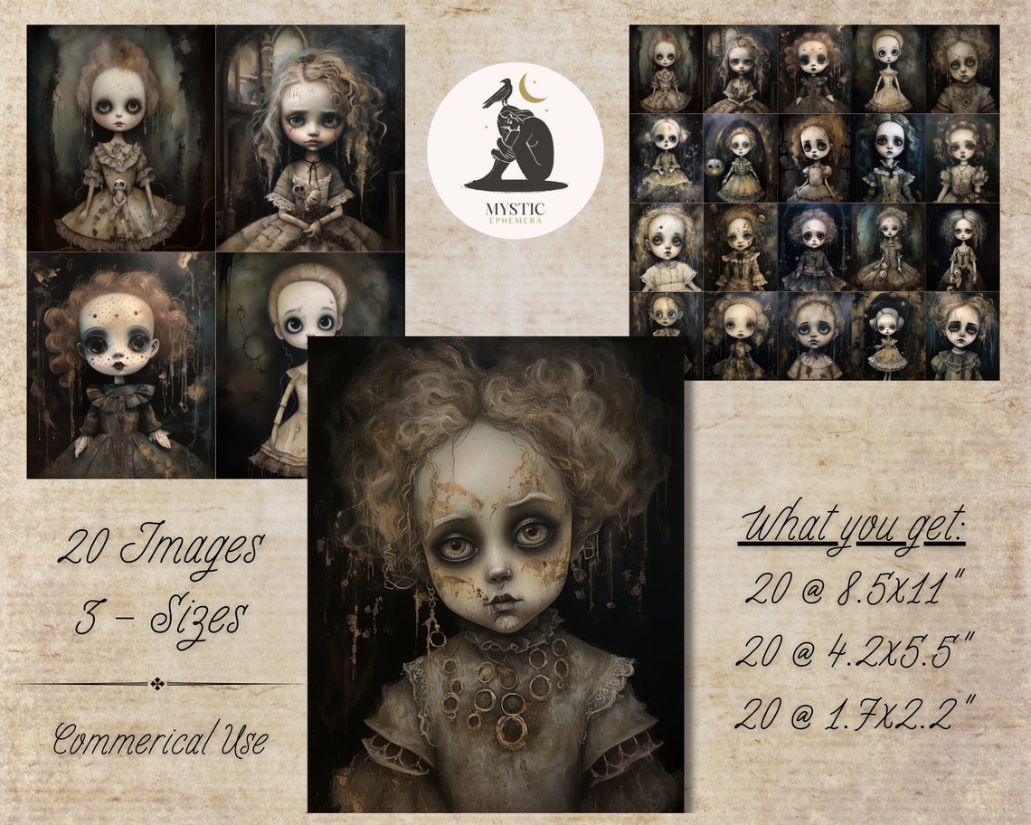 Haunted Fairy Dolls - 20 Images (3 Sizes) Junk Journal Kit // Scrapbook ...