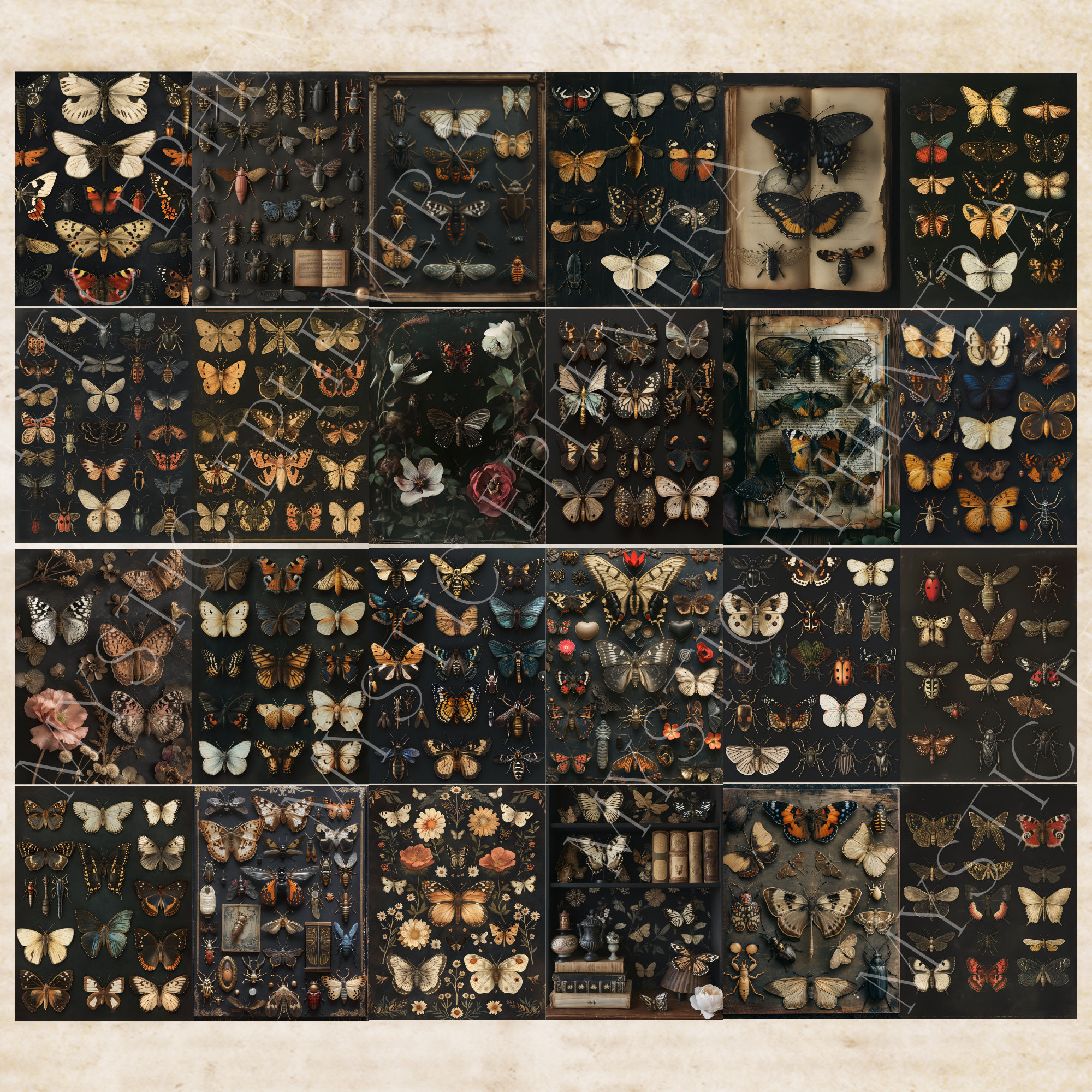 Victorian Insects Junk Journal Kit - 48 Images, 9 Printable Sheets ...