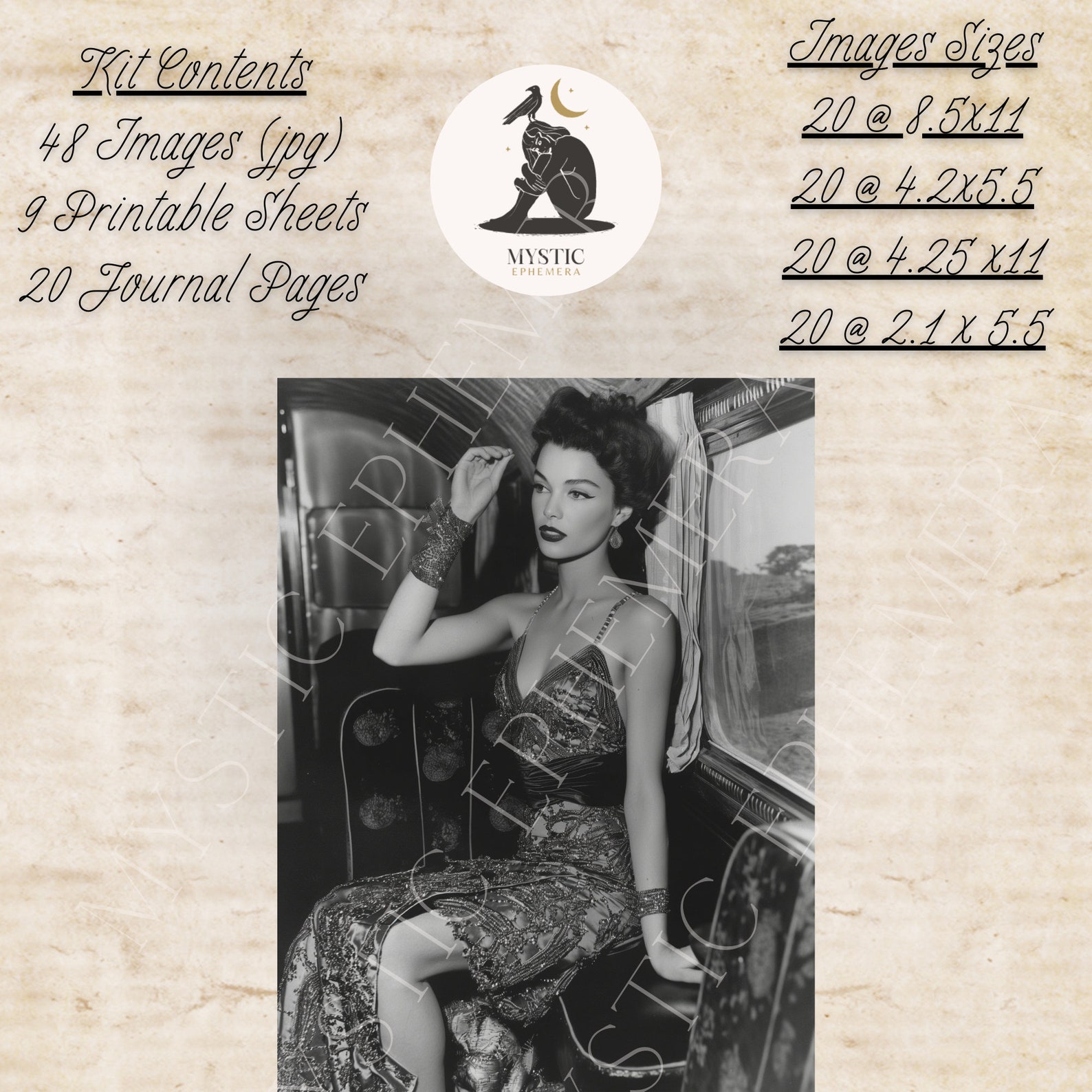 1950s Vogue - 48 Images, 9 Printable Sheets, & 20 Journal Pages ...