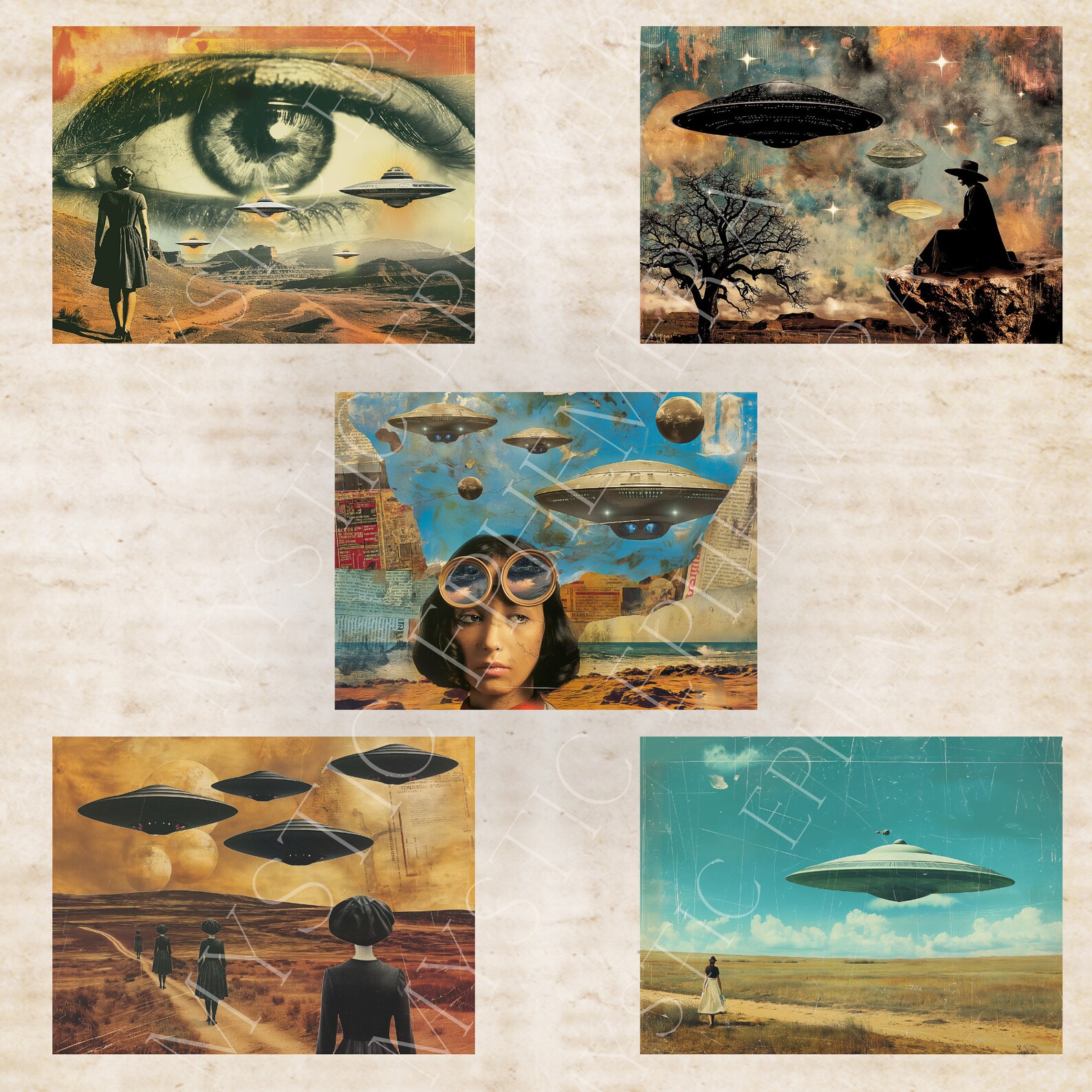 UFO Collage - 48 Images, 9 Printable Sheets, & 20 Journal Pages - Etsy
