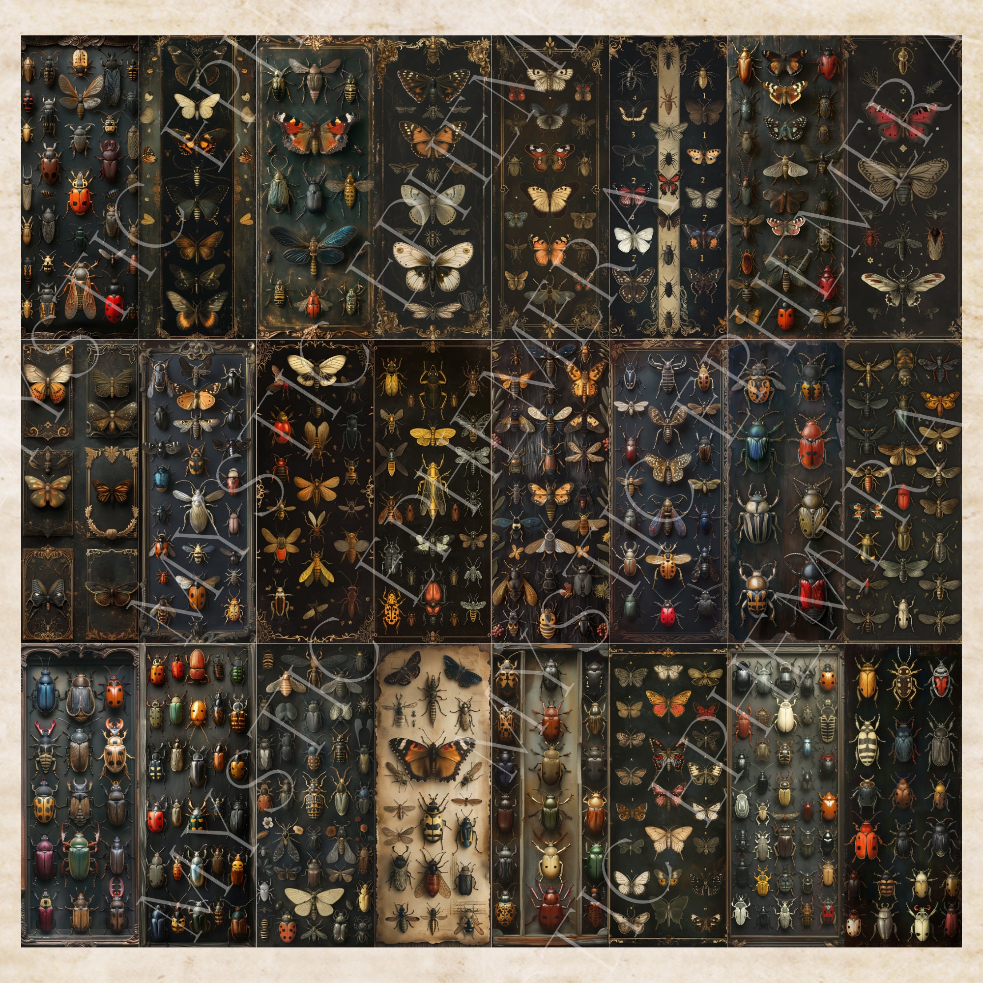 Victorian Insects Junk Journal Kit - 48 Images, 9 Printable Sheets ...