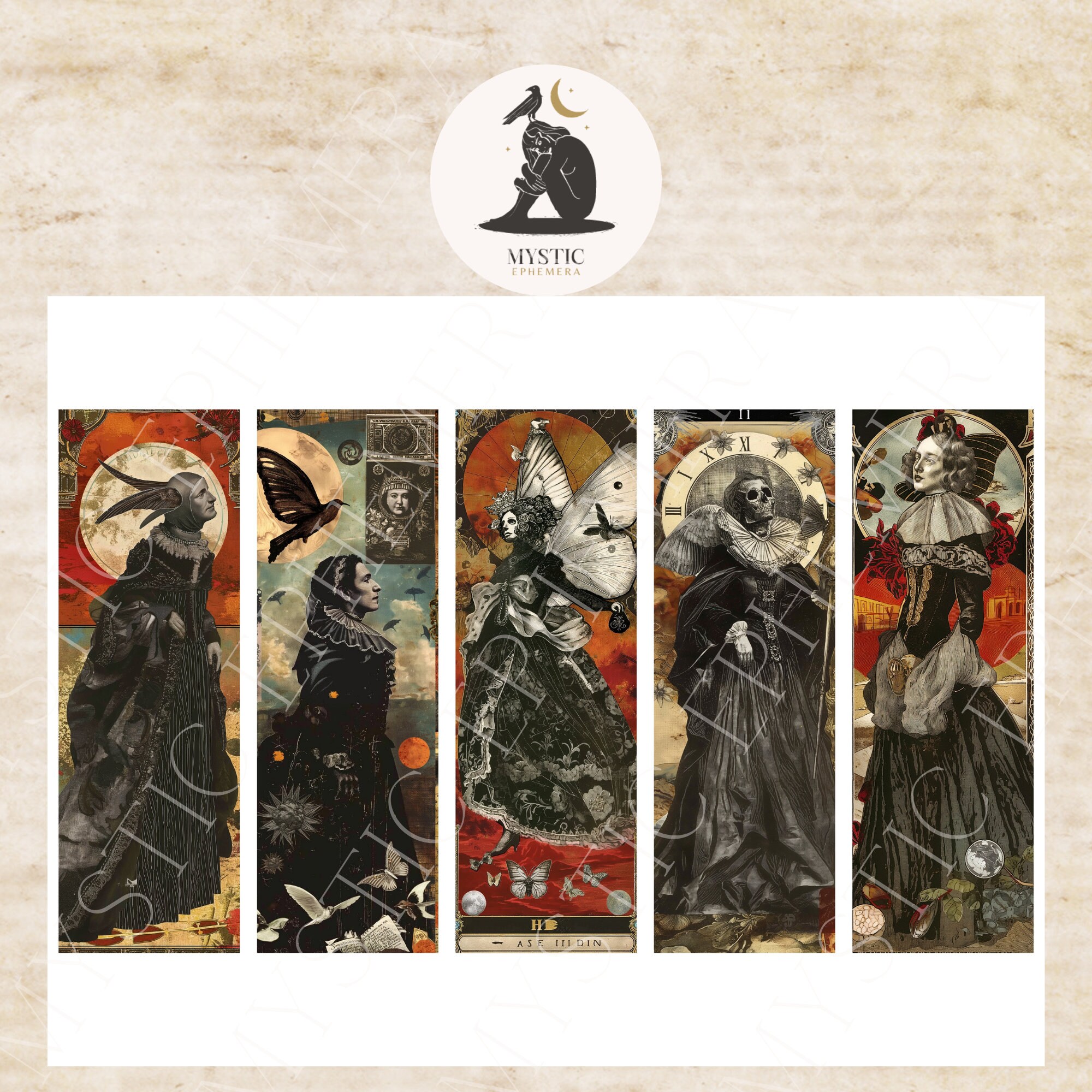 Gothic Collage Bookmarks, Printable Bookmarks - Etsy