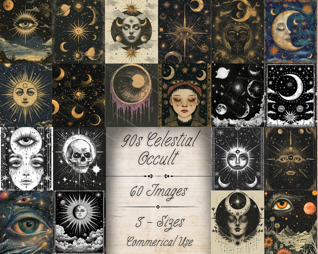 90s Celestial Occult - 60 Images (3 Sizes) Collage // Scrapbook Images ...