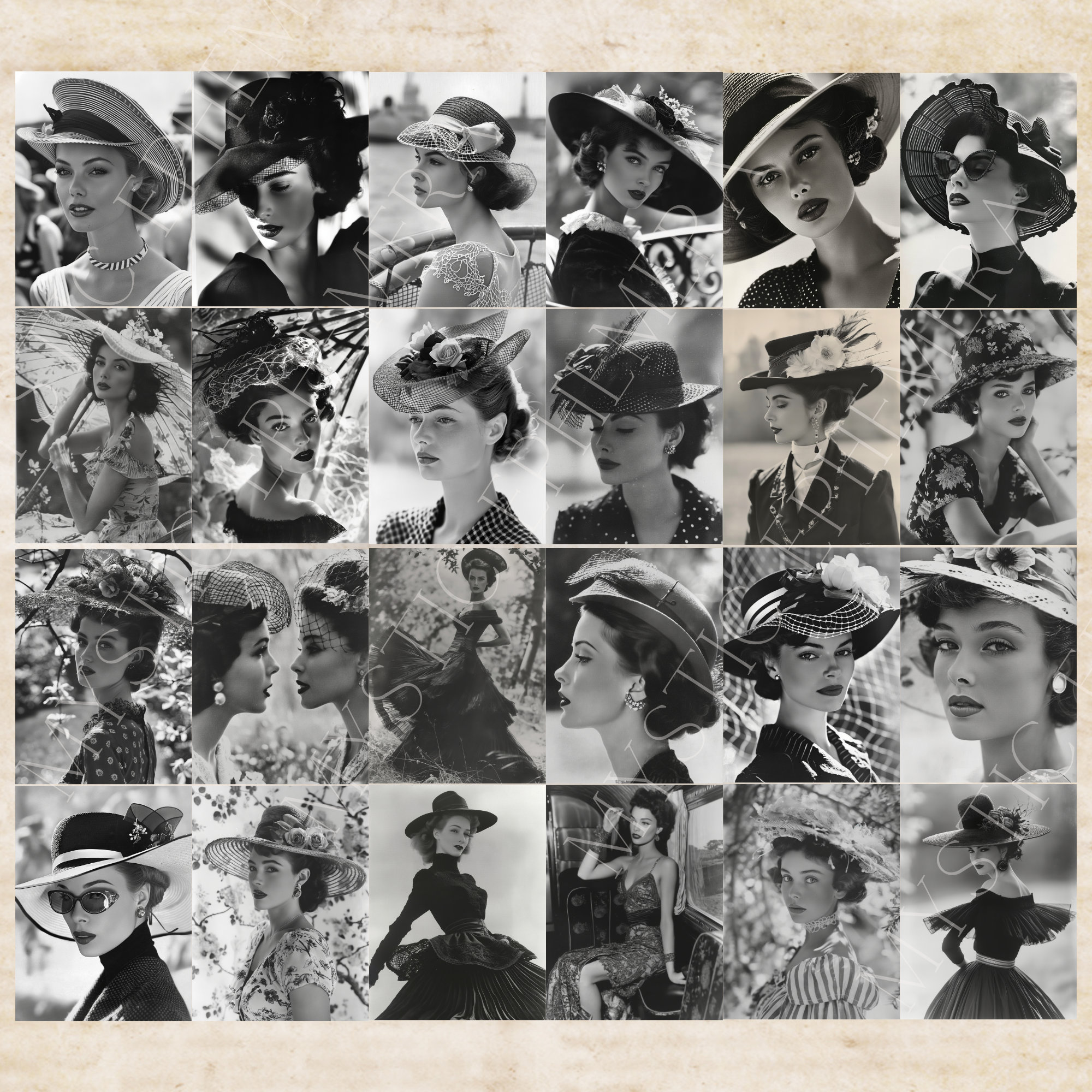 1950s Vogue - 48 Images, 9 Printable Sheets, & 20 Journal Pages ...