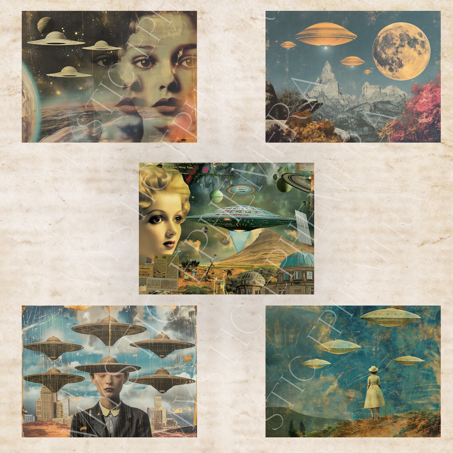 UFO Collage - 48 Images, 9 Printable Sheets, & 20 Journal Pages - Etsy