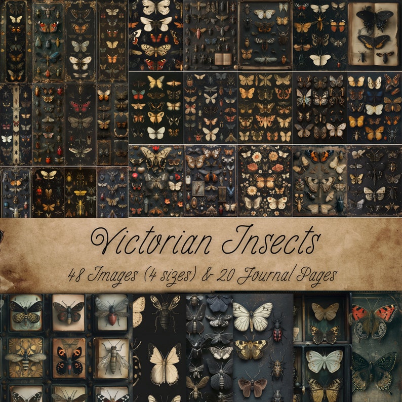 Victorian Insects Junk Journal Kit - 48 Images, 9 Printable Sheets ...