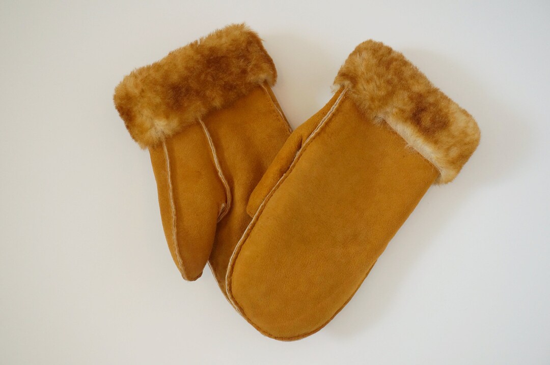 Tan Luxury Handcrafted Men's Sheepskin Mittens - Plush and Warm Winter ...