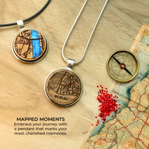 Personalised Wooden Map Necklace - Custom Engraved Pendant With Your ...