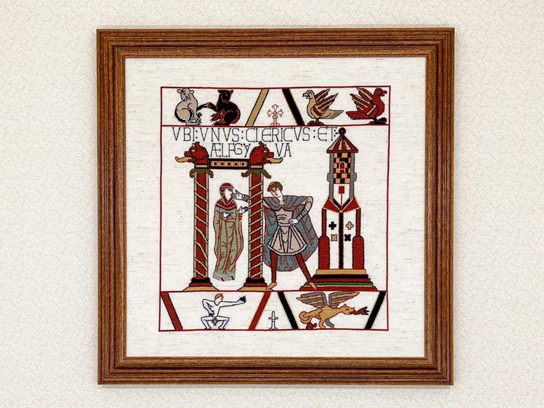 Bayeux Tapestry Cross Stitch Pattern: Aelfgyva and Cleric | PDF Instant ...
