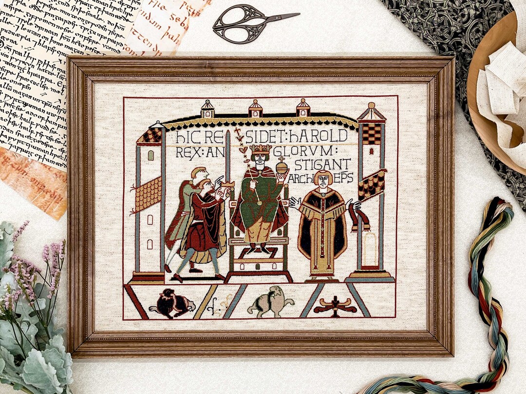 Bayeux Tapestry Cross Stitch Pattern: Harold Enthroned PDF - Etsy