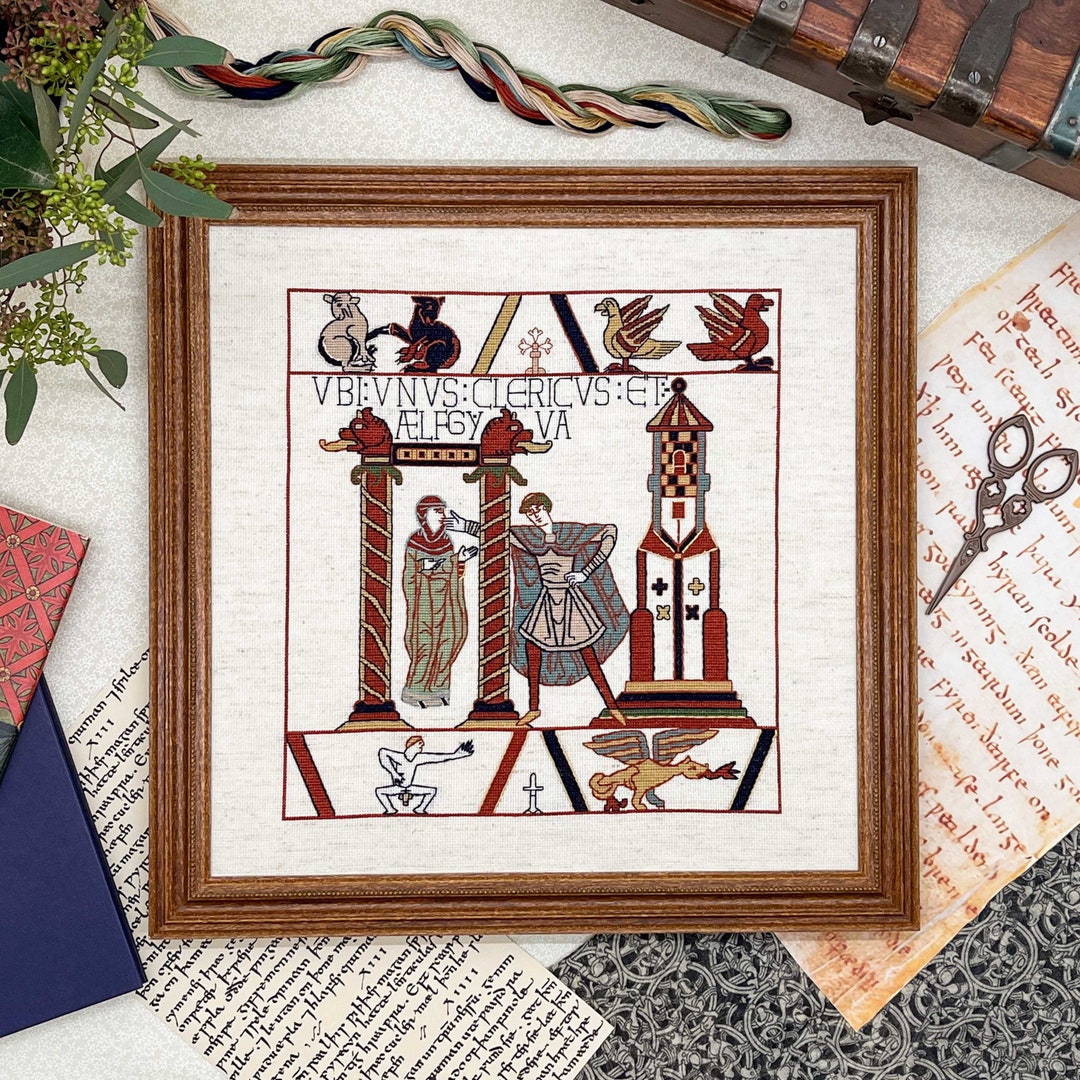 Bayeux Tapestry Cross Stitch Pattern: Aelfgyva and Cleric | PDF Instant ...