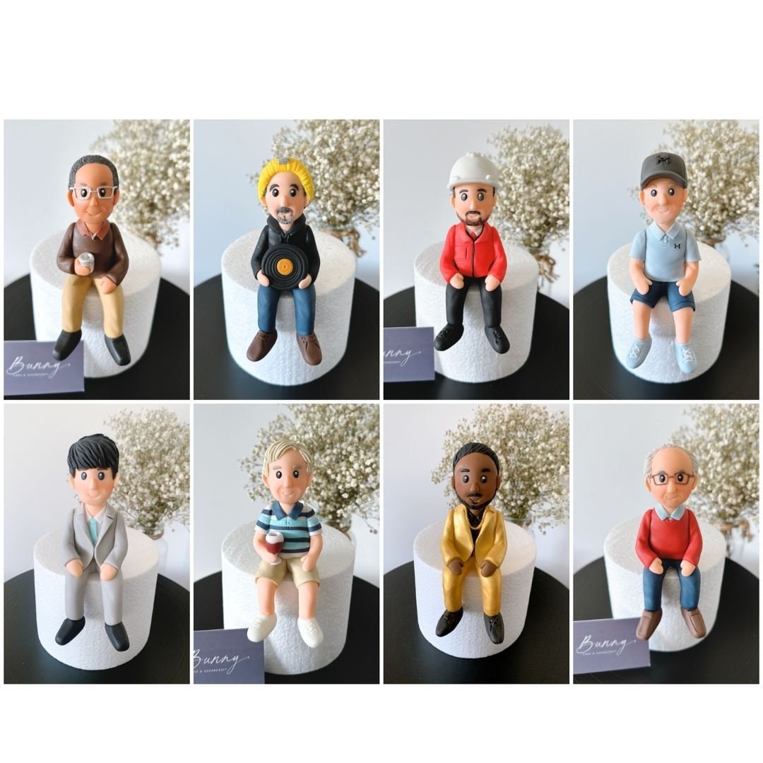 Personalised Seated Male Figure Fondant Cake Topper - Etsy