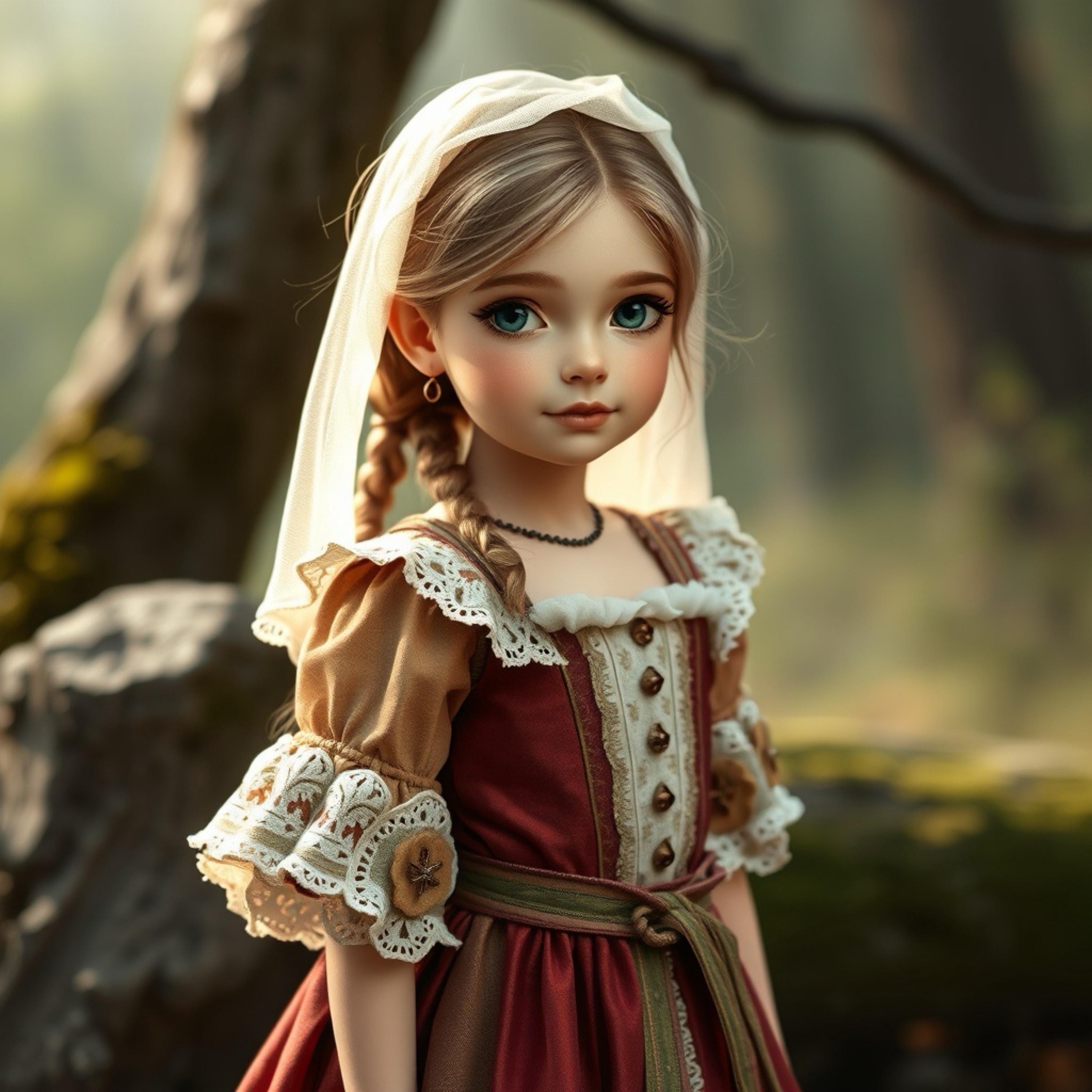 Cute Midsentury GIRL With a Blond Hair and a Tipical Dress in the ...