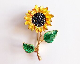Sunflower Brooch - Etsy