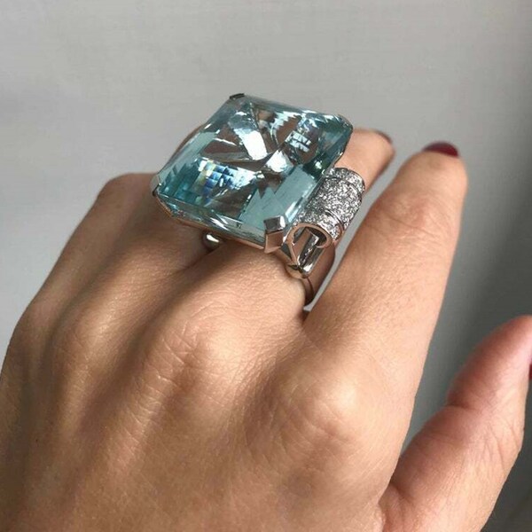 Aqua Engagement Ring - Etsy