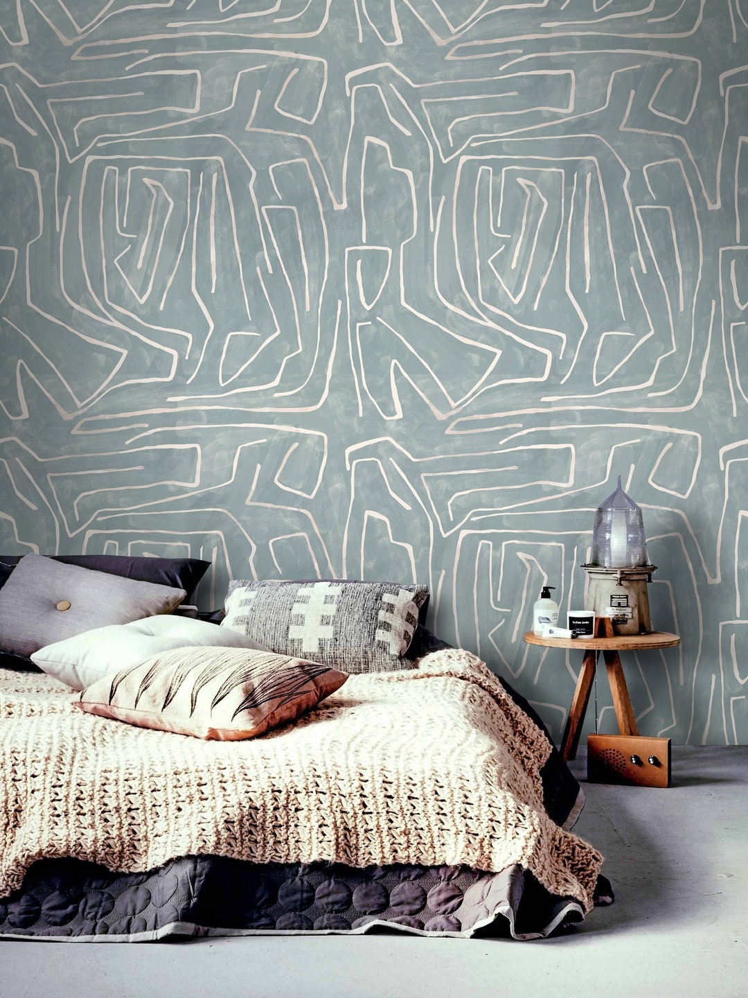 Abstract Line Maze Wallpaper, Removable Wallpaper Peel and Stick or ...