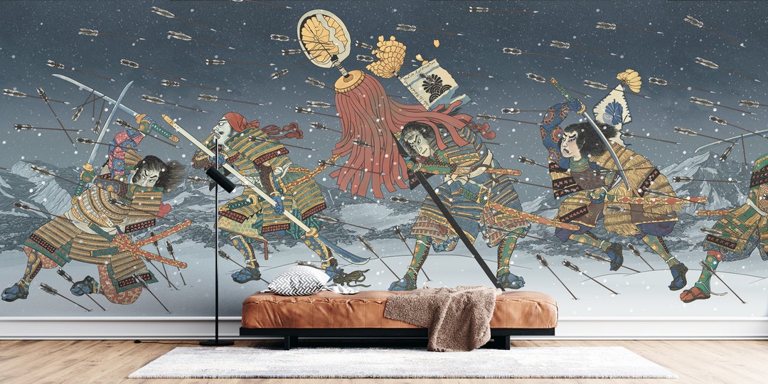 Samurai Wallpaper, Removable Peel and Stick Mural or Non-woven ...