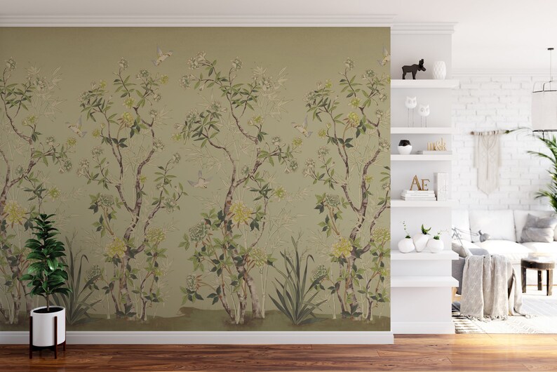 Vintage Chinoiserie Wallpaper Removable Peel and Stick Mural - Etsy