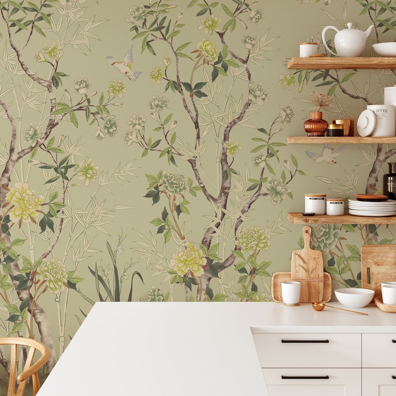 Vintage Chinoiserie Wallpaper Removable Peel and Stick Mural - Etsy