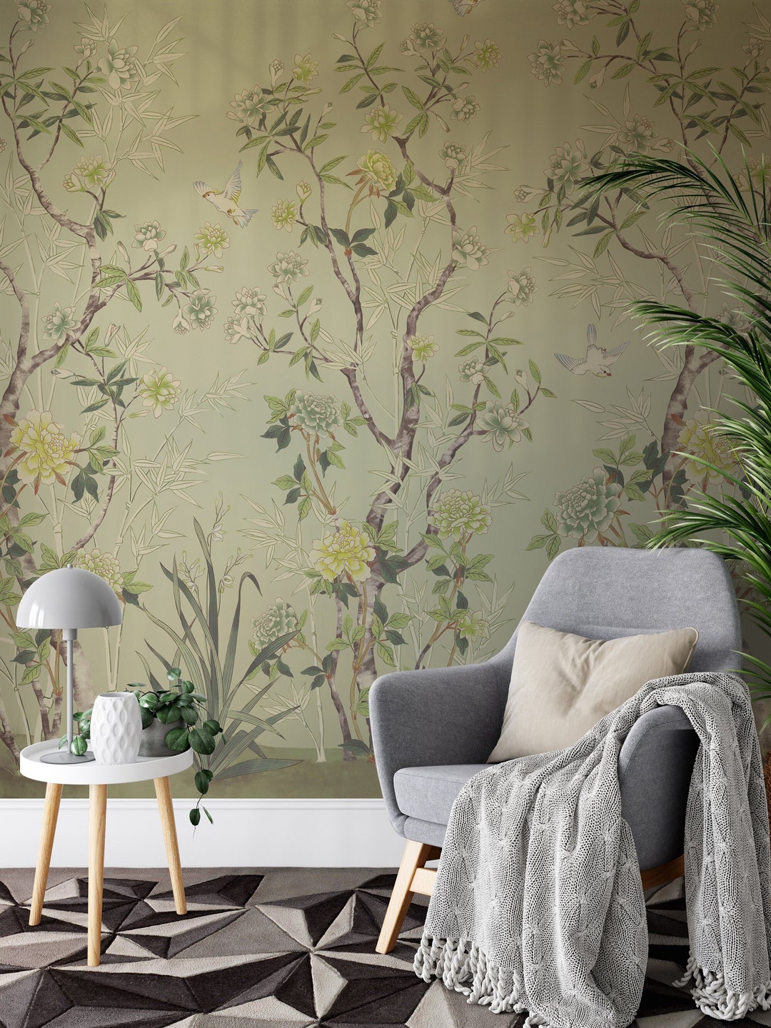 Vintage Chinoiserie Wallpaper, Removable Peel and Stick Mural or Paste ...