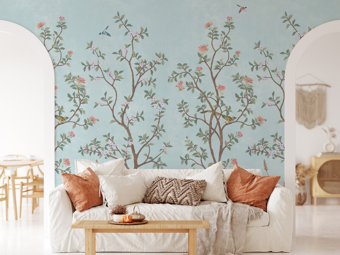 Vintage Chinoiserie Wallpaper Removable Peel and Stick Mural - Etsy