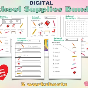 1st Grade Worksheets - School Supplies | PDF English School Objects ...