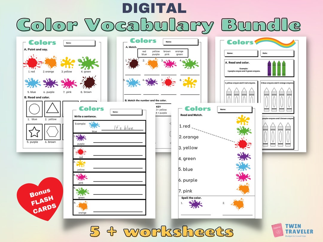 Color ESL 1st Grade Worksheet Packet | PDF English Color Worksheet ...